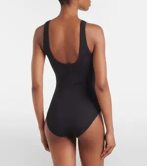 TOTEME Curved Ribbed-knit Jersey Swimsuit