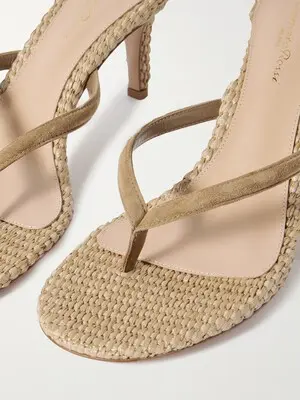 GIANVITO ROSSI Calypso Raffia And Suede Heeled Sandals - Brown