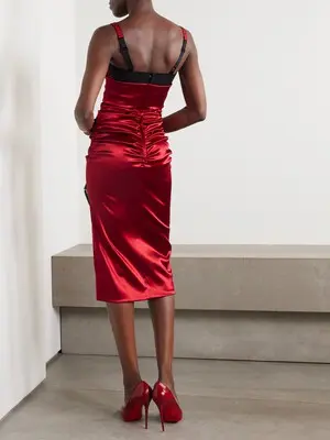 Dolce & Gabbana Ruched Satin Midi Dress
