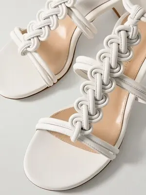GIANVITO ROSSI Braided Leather Block Heel Sandals