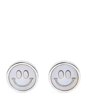 BABETTE WASSERMAN LONDON Rhodium-plated Smiley Face Cufflinks