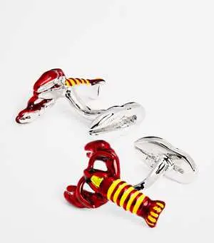 BABETTE WASSERMAN LONDON Rhodium-plated Enamel Lobster Cufflinks