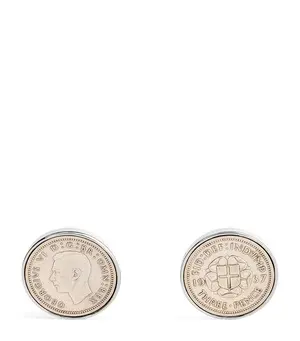 BABETTE WASSERMAN LONDON Rhodium-plated Coin Cufflinks - Silver