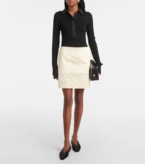 TOTEME Cotton-blend Crepe Miniskirt In Ecru