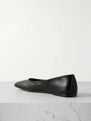 THE ROW Square Leather Ballet Flats - Black