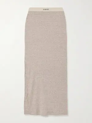 Loewe Cotton And Wool-blend Jersey Midi Skirt - Neutrals
