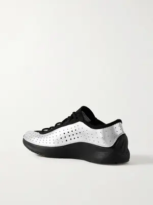 Nike Superfly Perforated Metallic Leather And Suede Sneakers - Silver