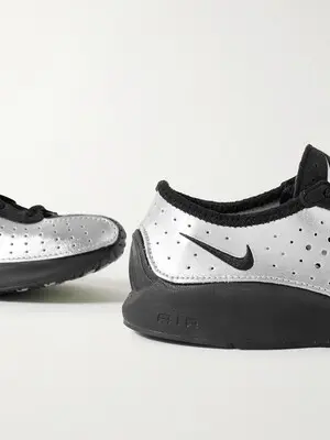 Nike Superfly Perforated Metallic Leather And Suede Sneakers - Silver