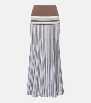 Faithfull The Brand Citara Striped Cotton-blend Maxi Skirt - Blue