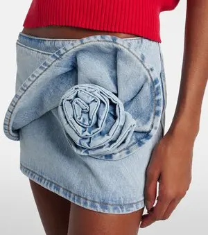 Magda Butrym Floral Appliqué Denim Miniskirt