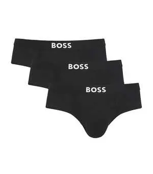 BOSS Stretch-cotton Logo Briefs - Black