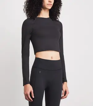 On Studio Long Sleeve Cropped Top - Black