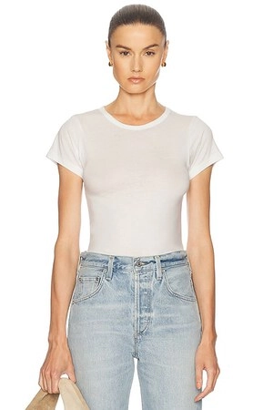 Eterne Fitted Crewneck Short Sleeve T-shirt - Ivory