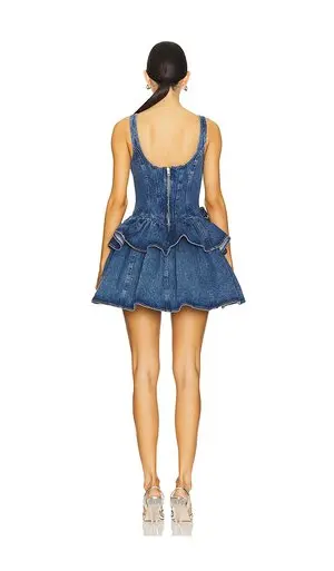 AKNVAS Devyn Saxe Denim Ruffle Dress In . Also