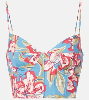 Polo Ralph Lauren Floral Cropped Cotton Bustier Top - Multicoloured