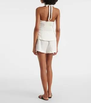 Faithfull The Brand Marie Shirred Halterneck Linen Top