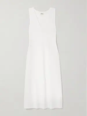 Khaite KHAITE Keran Stretch-Knit Midi Dress White