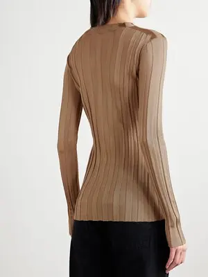 Khaite Cosette Ribbed-knit Top - Brown