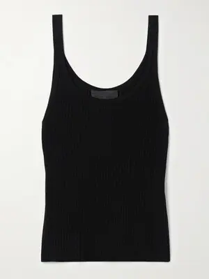 NILI LOTAN Wrenley Ribbed Cotton Tank - Black