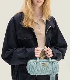 Miu Miu Matelassé Leather Arcadie Top-handle Bag - Green