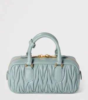 Miu Miu Matelassé Leather Arcadie Top-handle Bag - Green