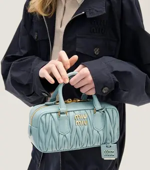 Miu Miu Matelassé Leather Arcadie Top-handle Bag - Green