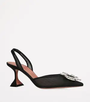 Amina Muaddi Mesh Begum Slingback Pumps