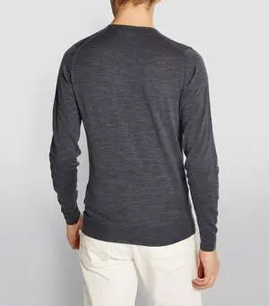 John Smedley Lundy Fine Knit Merino Wool Sweater - Grey