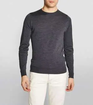 John Smedley Lundy Fine Knit Merino Wool Sweater - Grey