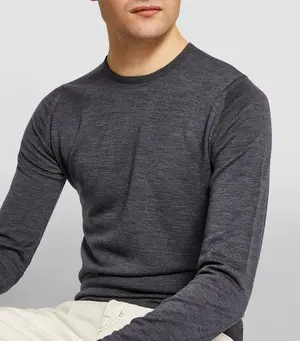 John Smedley Lundy Fine Knit Merino Wool Sweater - Grey