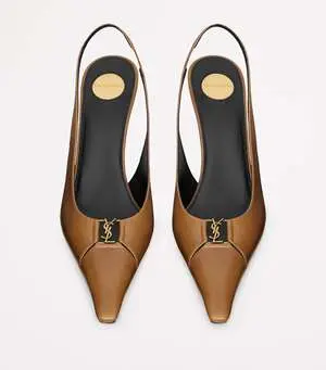 Saint Laurent Babylone Slingback Pumps 90 - Brown