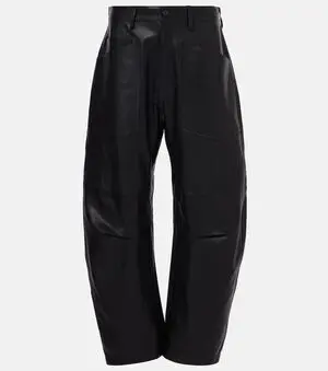 NILI LOTAN Shon Leather Barrel-leg Trousers