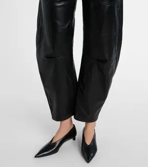 NILI LOTAN Shon Leather Barrel-leg Trousers