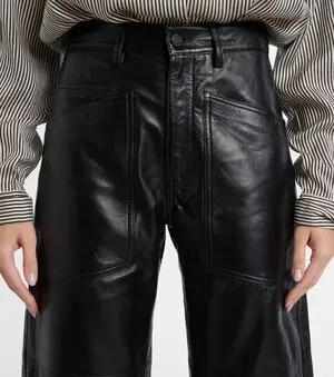NILI LOTAN Shon Leather Barrel-leg Trousers