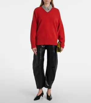NILI LOTAN Shon Leather Barrel-leg Trousers