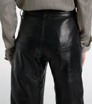 NILI LOTAN Shon Leather Barrel-leg Trousers