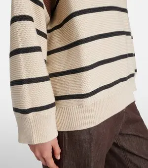 Brunello Cucinelli Striped Cotton Crew Neck Jumper