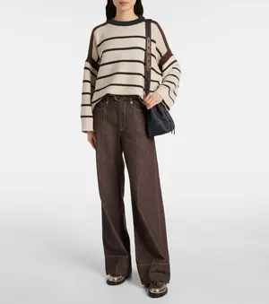 Brunello Cucinelli Striped Cotton Crew Neck Jumper