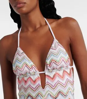 Missoni Zigzag Print Halterneck Swimsuit
