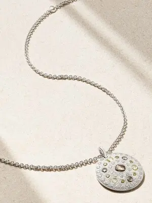 DE BEERS LONDON 18 Karat White Gold Diamond Pendant Necklace