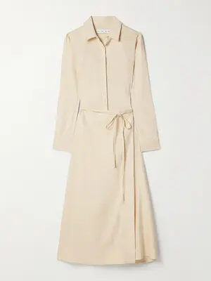 Proenza Schouler White Label Linen-blend Midi Wrap Dress - Neutrals