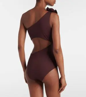Magda Butrym One-shoulder Swimsuit With Floral Appliqu