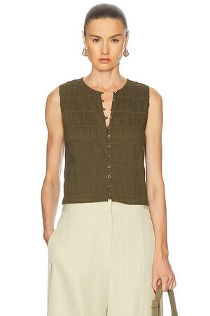 FRAME Smocked Tank - Juniper