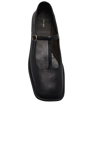 THE ROW Square T-strap Flats - Black