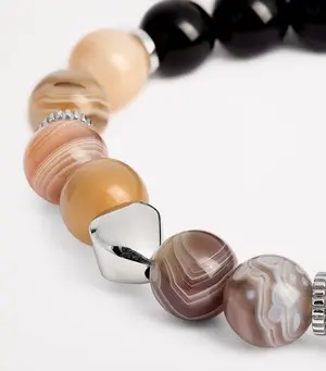 Tateossian Rhodium Silver And Botswana Agate Bracelet