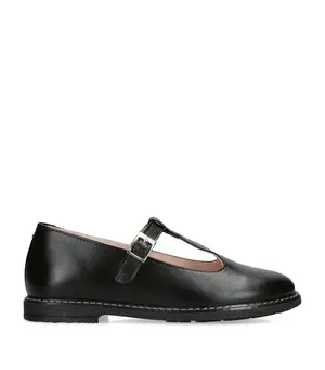 PAPOUELLI Papouelli Leather Martha Mary Jane Shoes Black