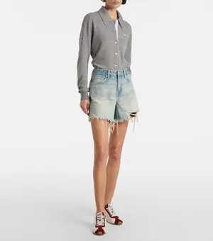 7 For All Mankind Monroe Denim Shorts Light Wash