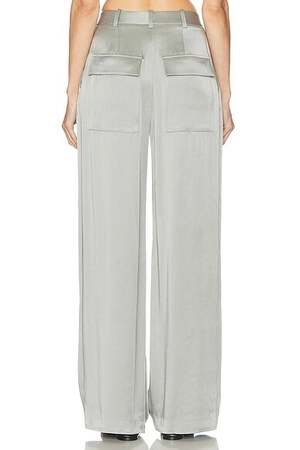 Lapointe Satin Relaxed Pleated Pant - Jade