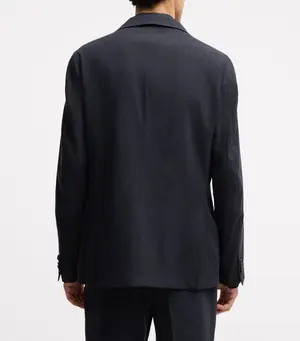 BOSS Linen-blend Slim Blazer - Blue
