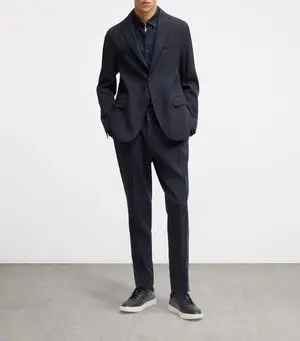 BOSS Linen-blend Slim Blazer - Blue
